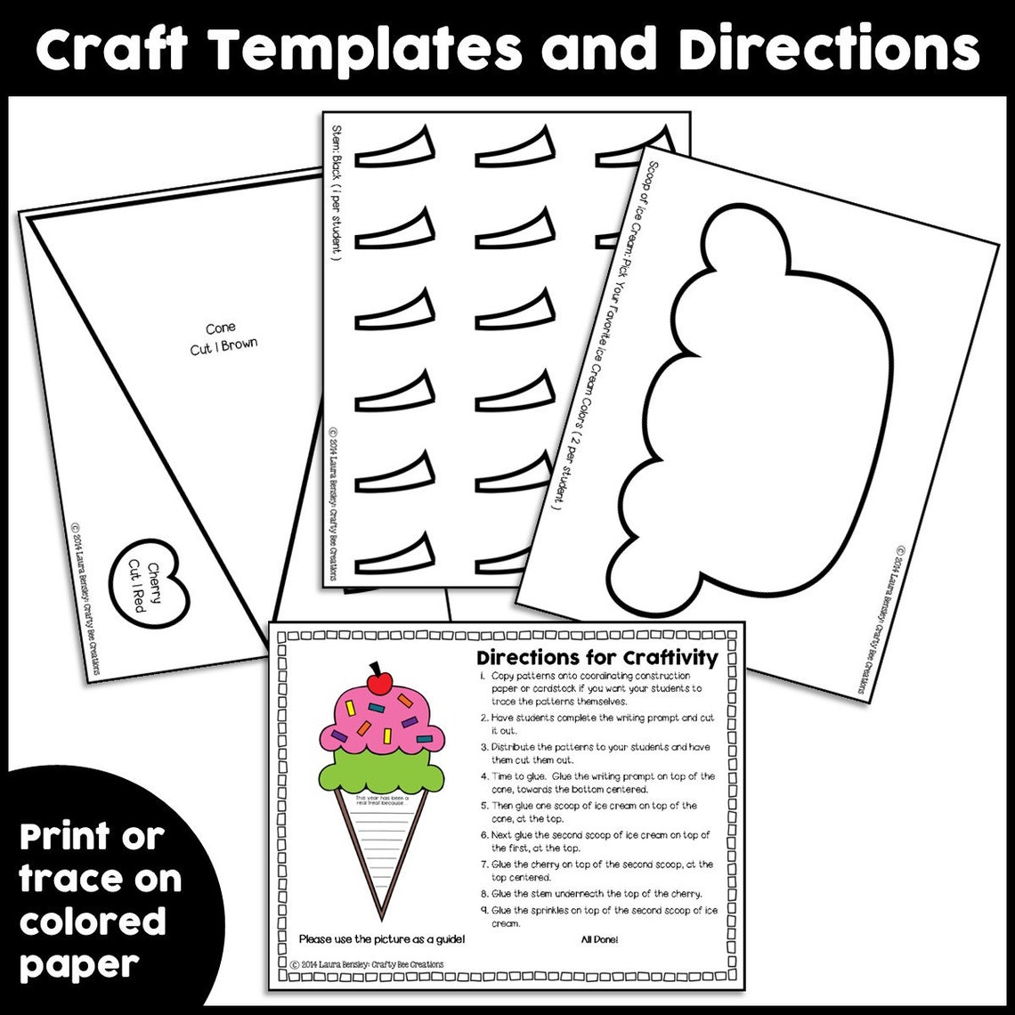 End of the Year Ice Cream Cone Craft Template | Bulletin Board ...