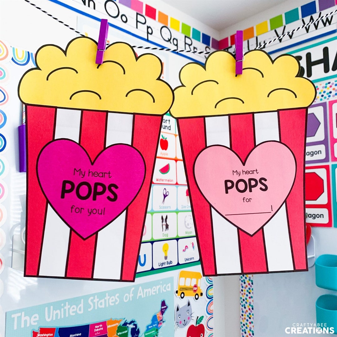 Valentines Day Popcorn Craft Patterns | Valentines Day Activities ...