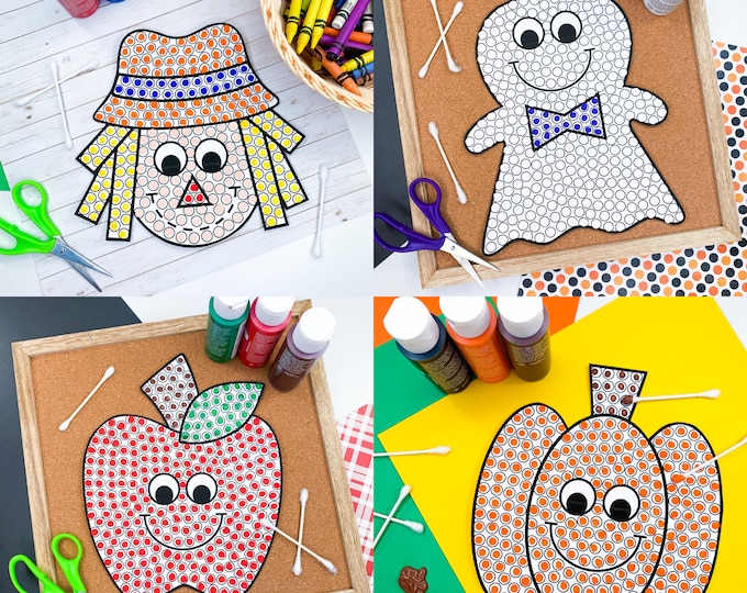 Do-a-dot HALLOWEEN Printable, Qtip Painting for Kids, Halloween Fine ...