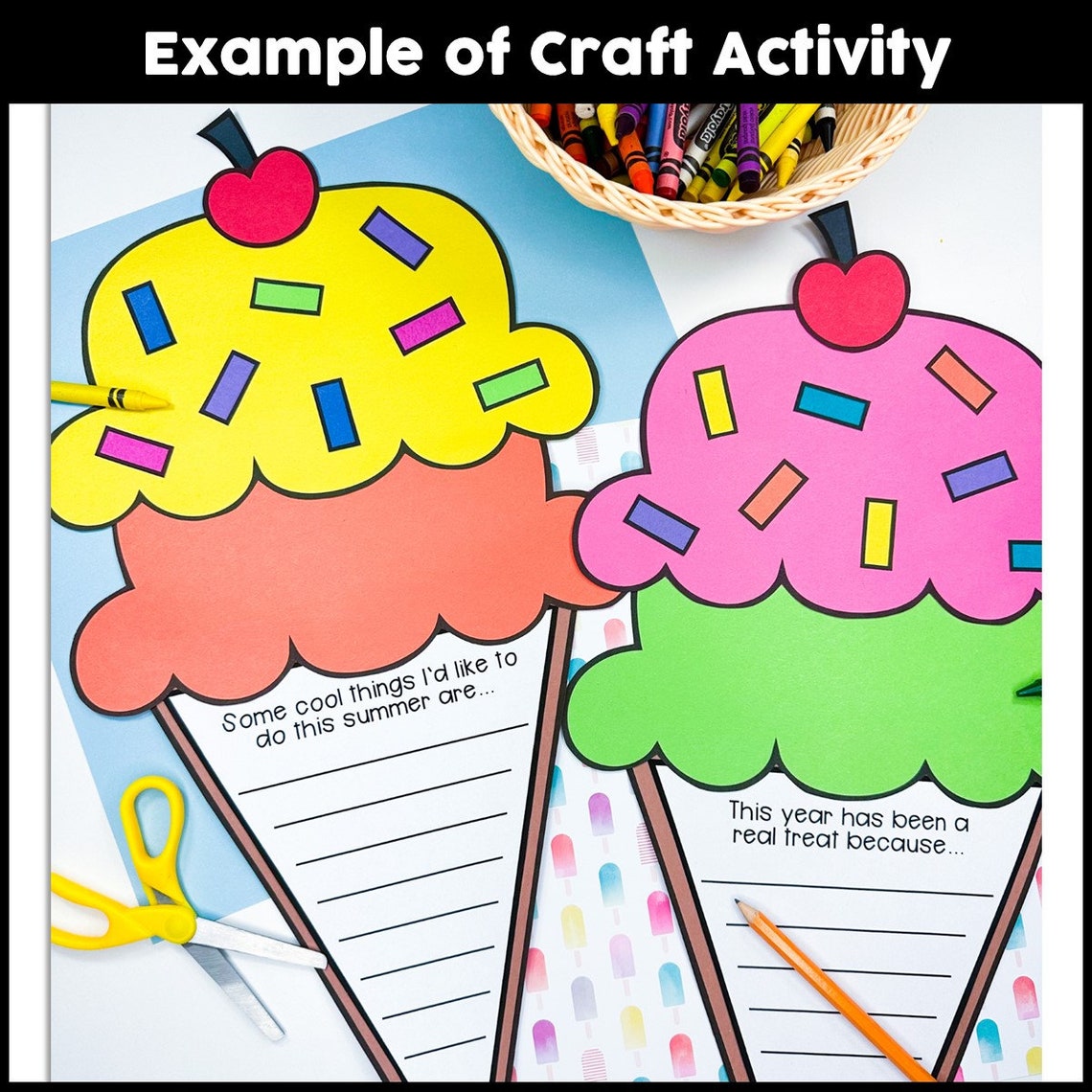 End of the Year Ice Cream Cone Craft Template | Bulletin Board ...