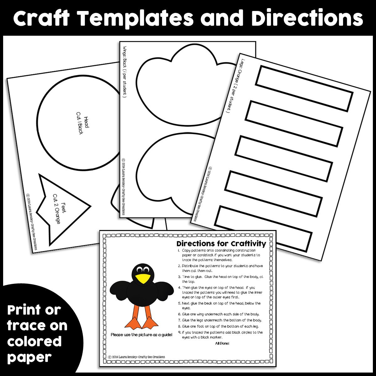 Crow Craft Fall Craft Activity Fall Activities Fall - Etsy