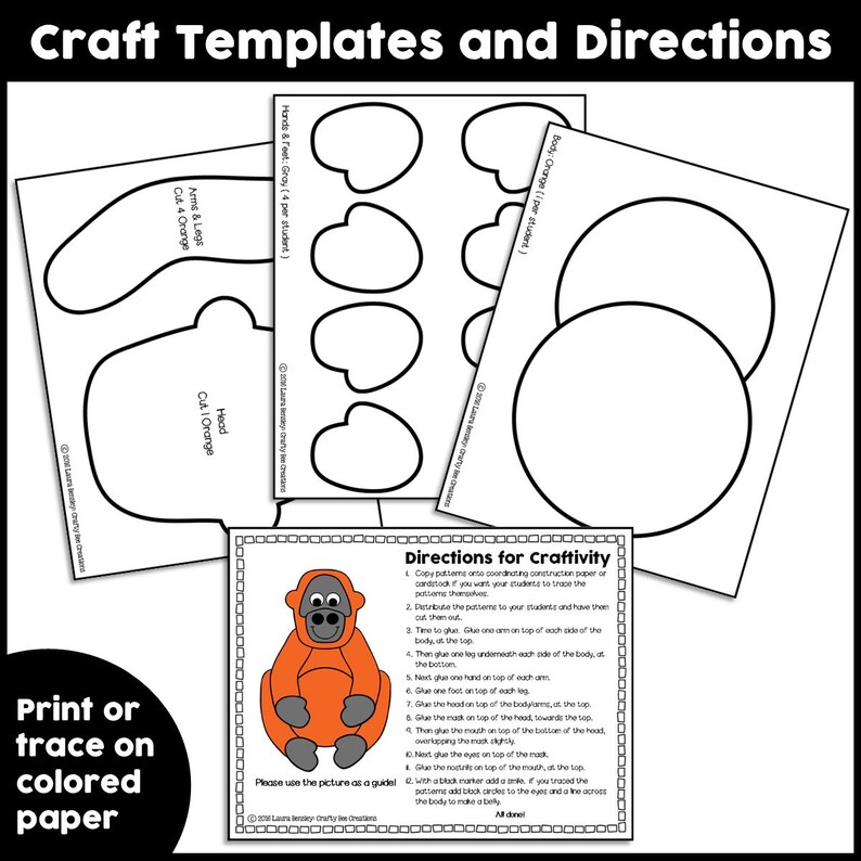 Orangutan Craft | Rainforest | Jungle | Zoo Animals Craft Activities ...