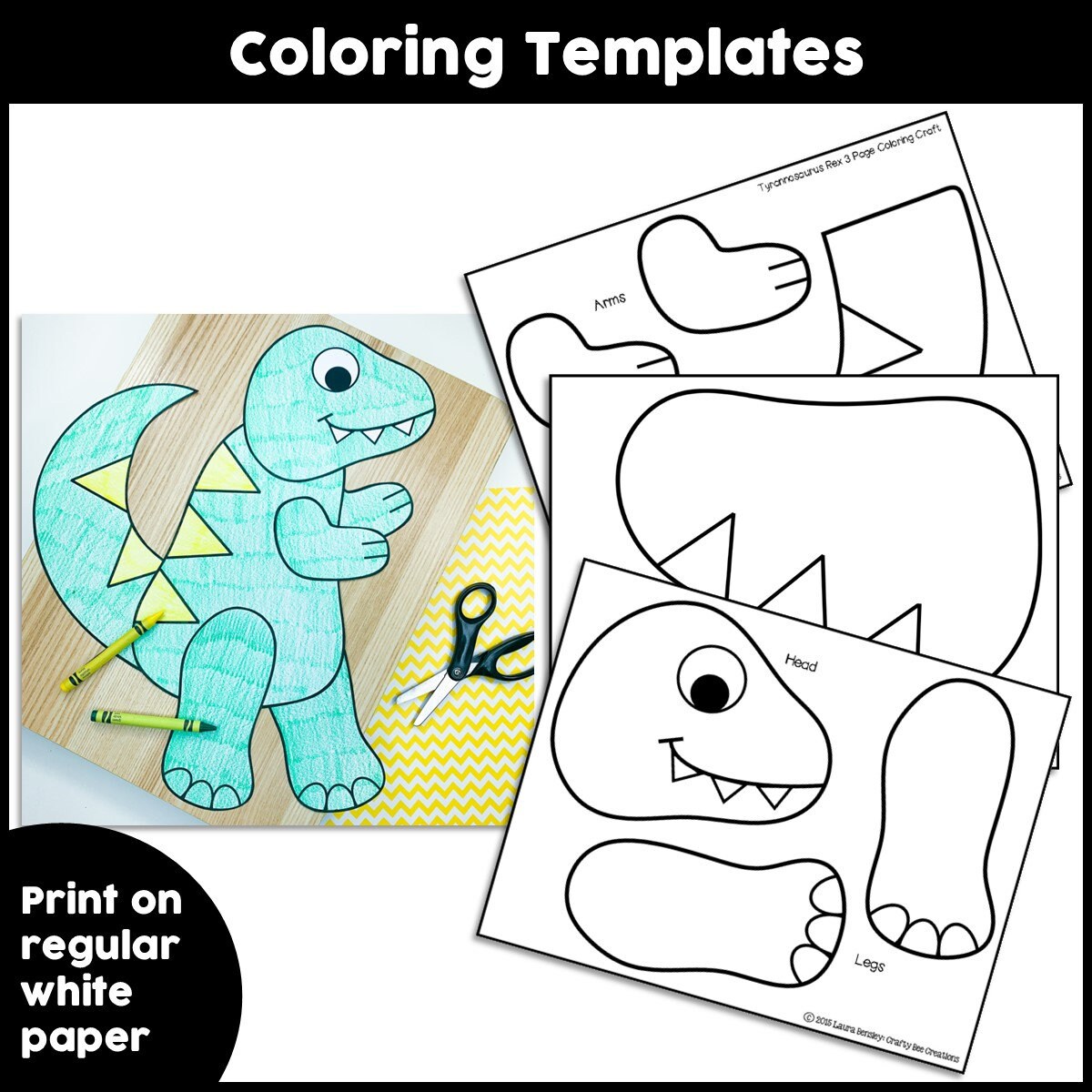Dinosaur Craft | T-rex Pattern | T-rex Template | Tyrannosaurus Rex ...