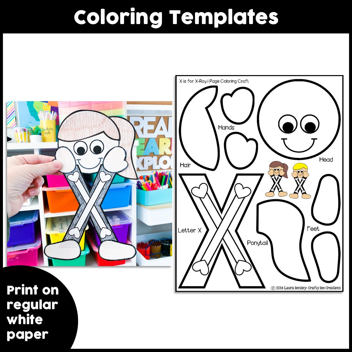 Letter X Craft Patterns | X-ray Craft | Alphabet Crafts | Uppercase ...