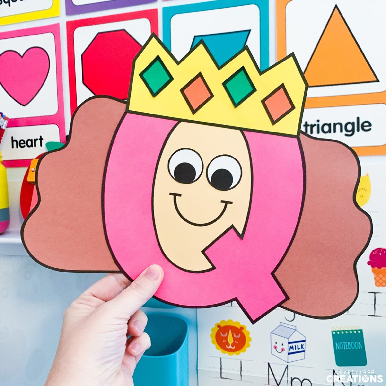 Letter Q Craft Patterns Queen Craft Alphabet Crafts Uppercase Letter Activities Etsy