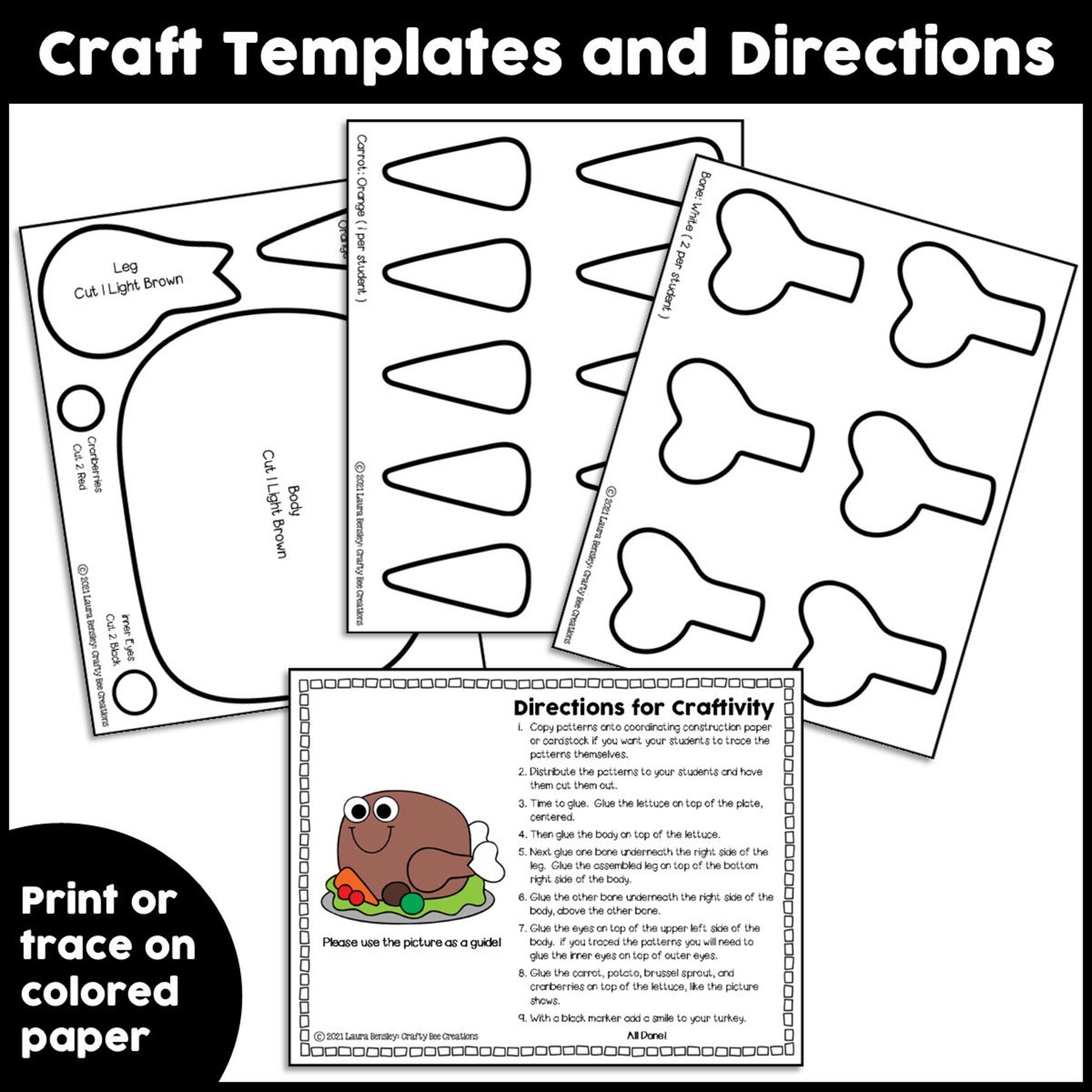 Turkey Dinner Craft | Thanksgiving Activities | Fall Bulletin Board ...