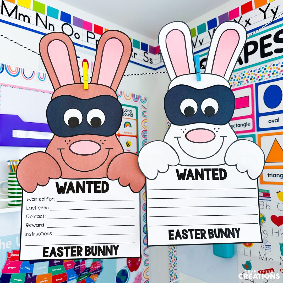 Easter Bunny Craft Template | Spring Writing Prompts | March Bulletin ...