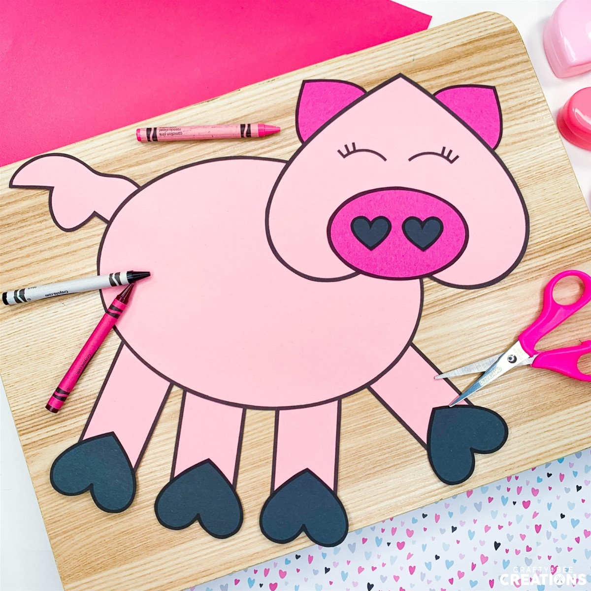 Valentines Day Pig Craft Patterns | Valentines Day Activities ...