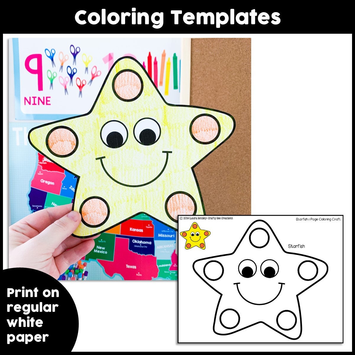 Starfish Craft Patterns | Ocean Animals Activity | Sea Life | Ocean ...