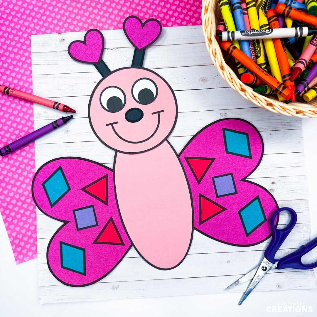 Shape Love Bug Craft Valentines Day Kindergarten February Bulletin ...