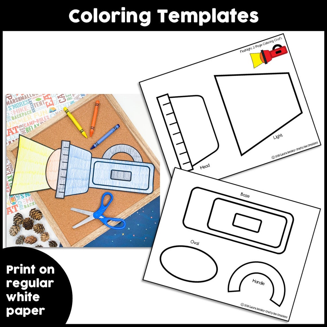 Camping Craft for Kids | Flashlight Craft | Template | Pattern ...
