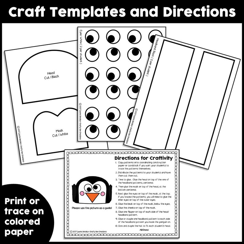 Penguin Hat Craft | Artic Animals | Crown Template | Preschool ...