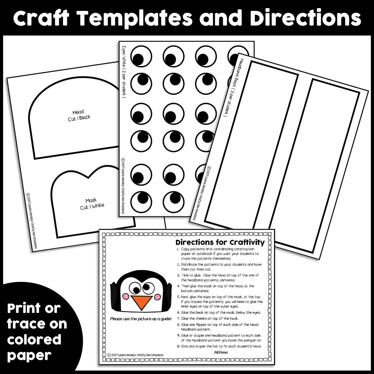 Penguin Hat Craft | Artic Animals | Crown Template | Preschool ...