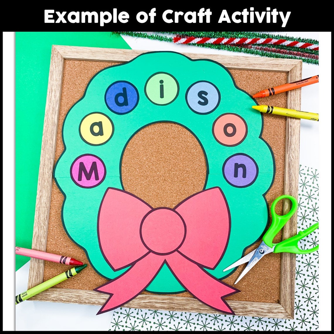 Christmas Wreath Name Craft | Christmas Wreath Template | Christmas ...