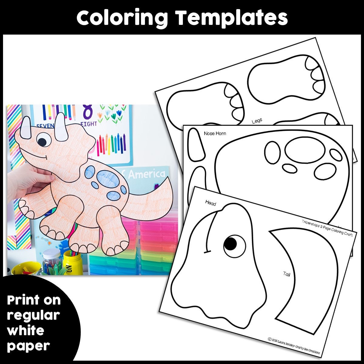 Dinosaur Craft for Kids | Dinosaur Pattern | Dinosaur Template ...