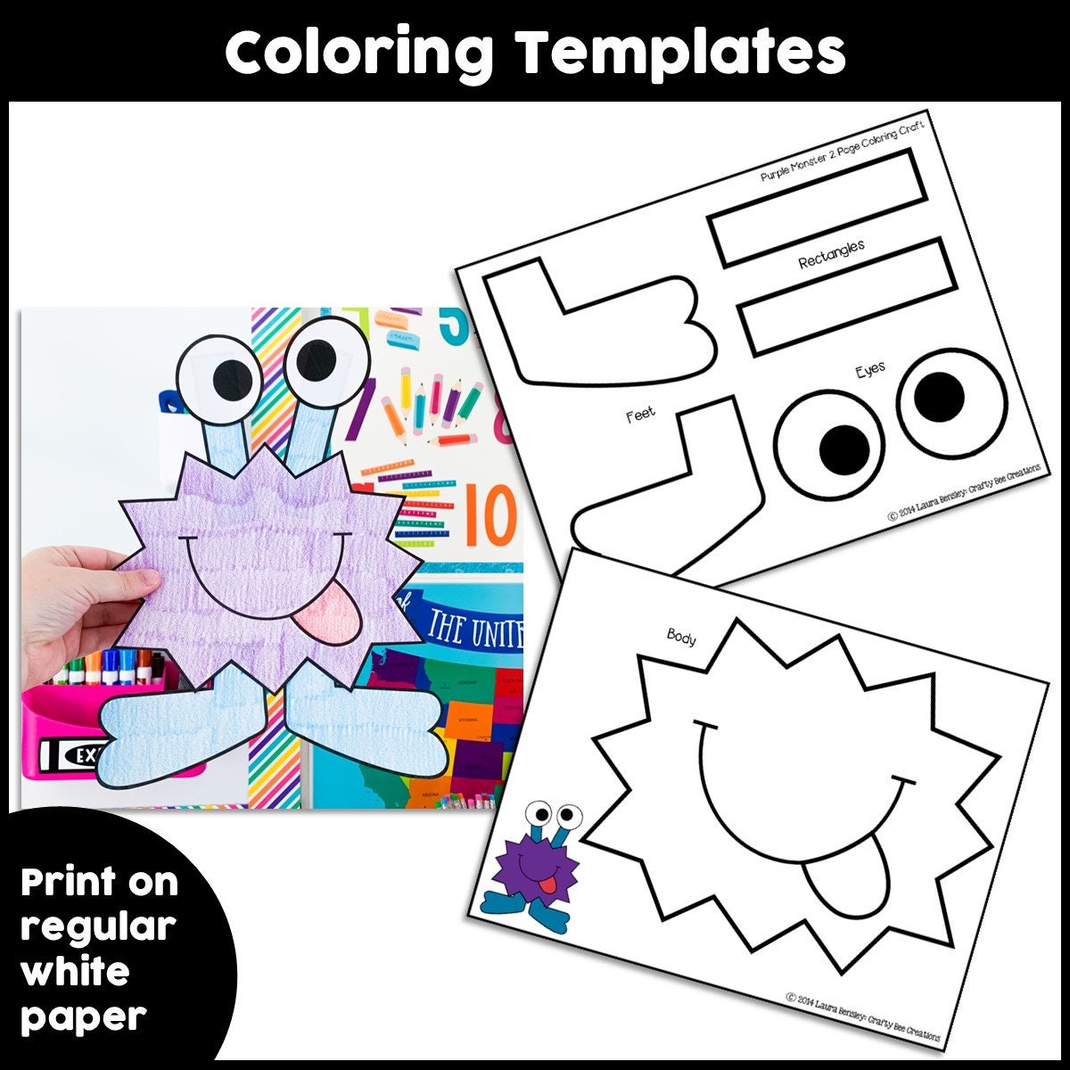 Monster Craft for Kids Halloween Craft for Kids Monster Pattern Monster ...