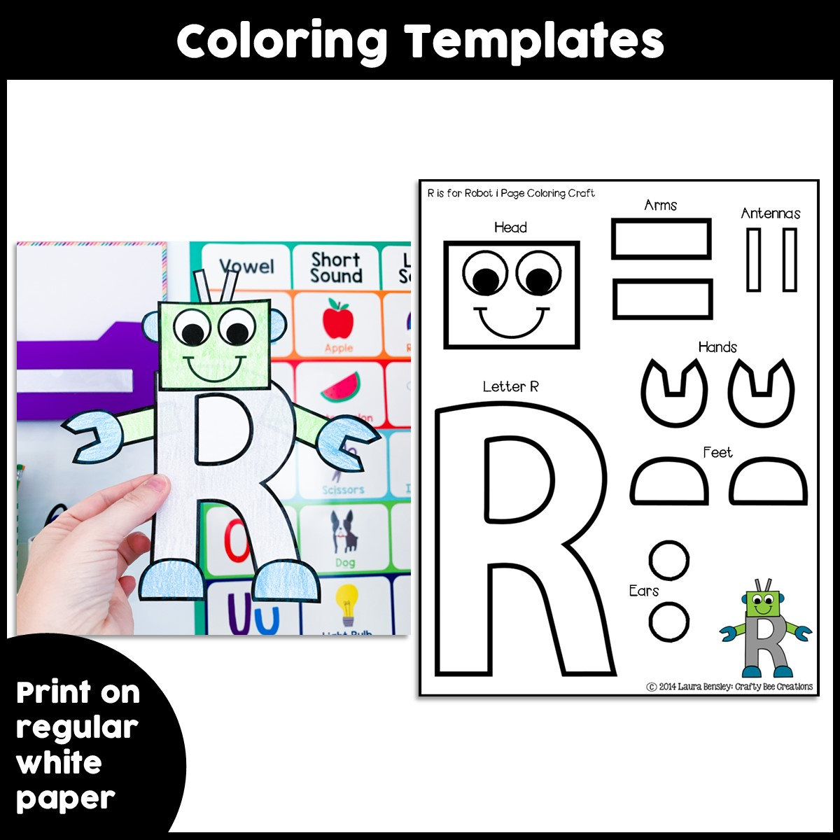 Letter R Craft Patterns | Robot Craft | Alphabet Crafts | Uppercase ...