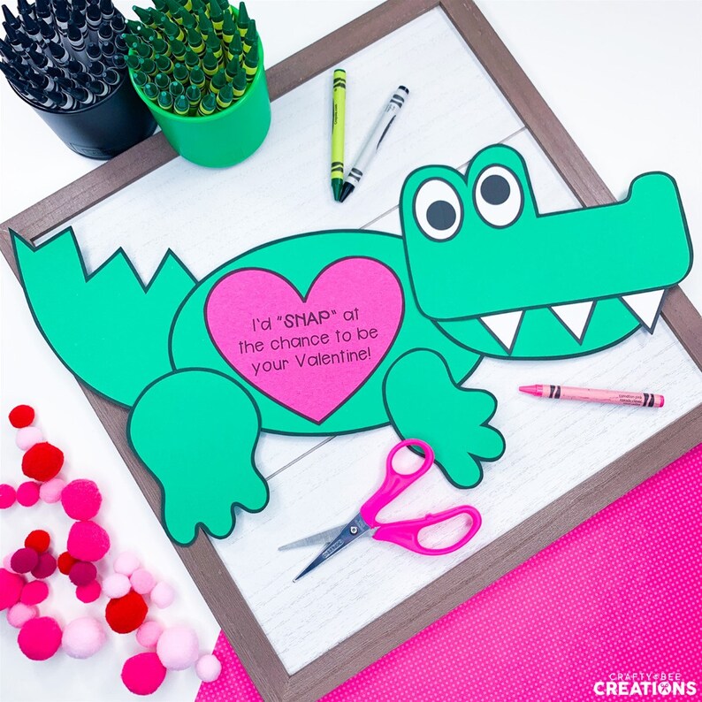 Valentines Day Alligator Craft Patterns | Valentines Day Activities ...