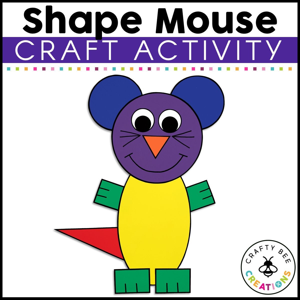 Shape Animal Craft Patterns | Mouse Craft | Shape Activities | 2D ...