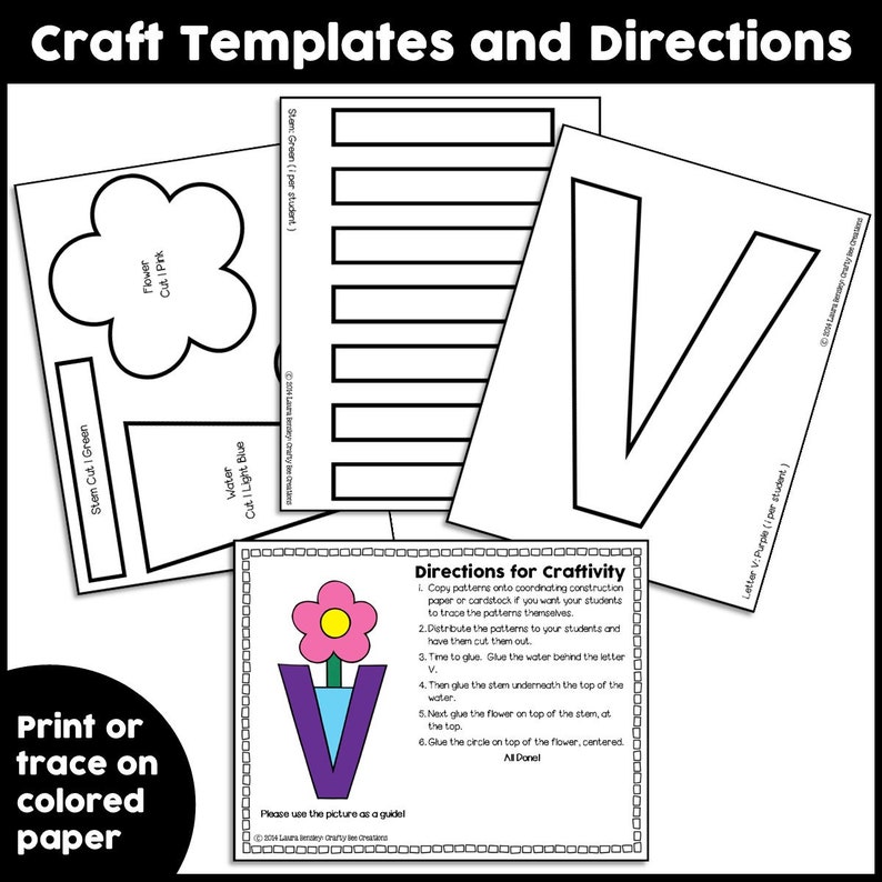 Letter V Craft Patterns | Vase Craft | Alphabet Crafts | Uppercase ...