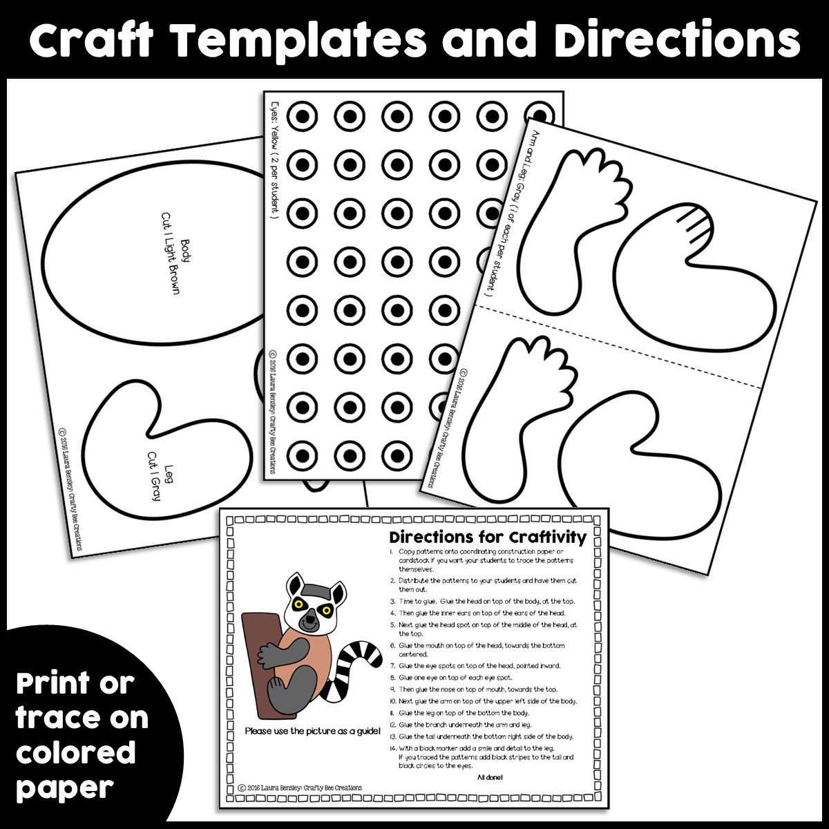 Lemur Craft | Rainforest | Jungle | Zoo Animals Craft Activities ...