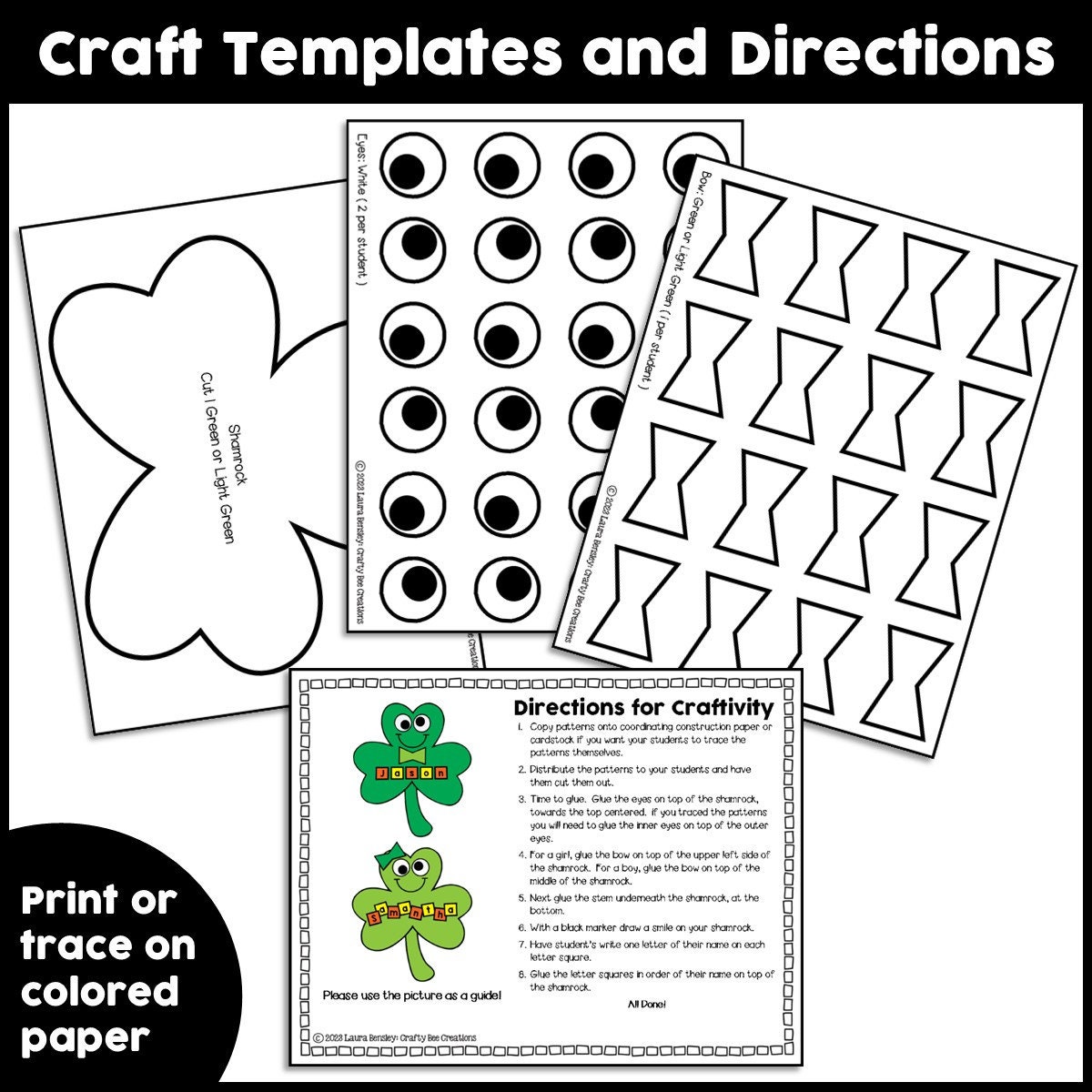 St Patrick's Day Craft for Kids | Shamrock Name Craft Patterns | Saint ...