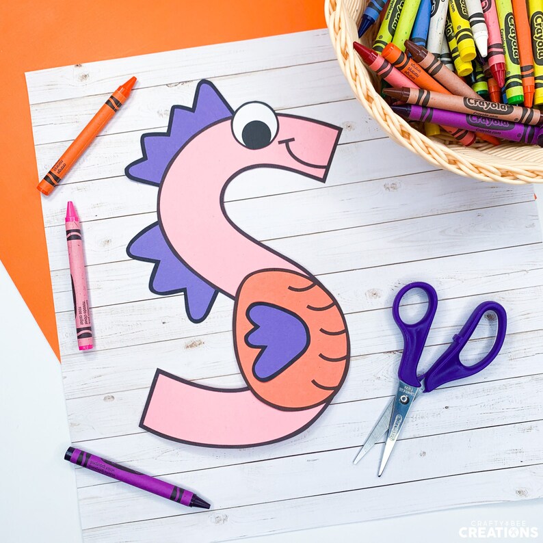 Letter S Craft Patterns Seahorse Craft Alphabet Crafts - Etsy
