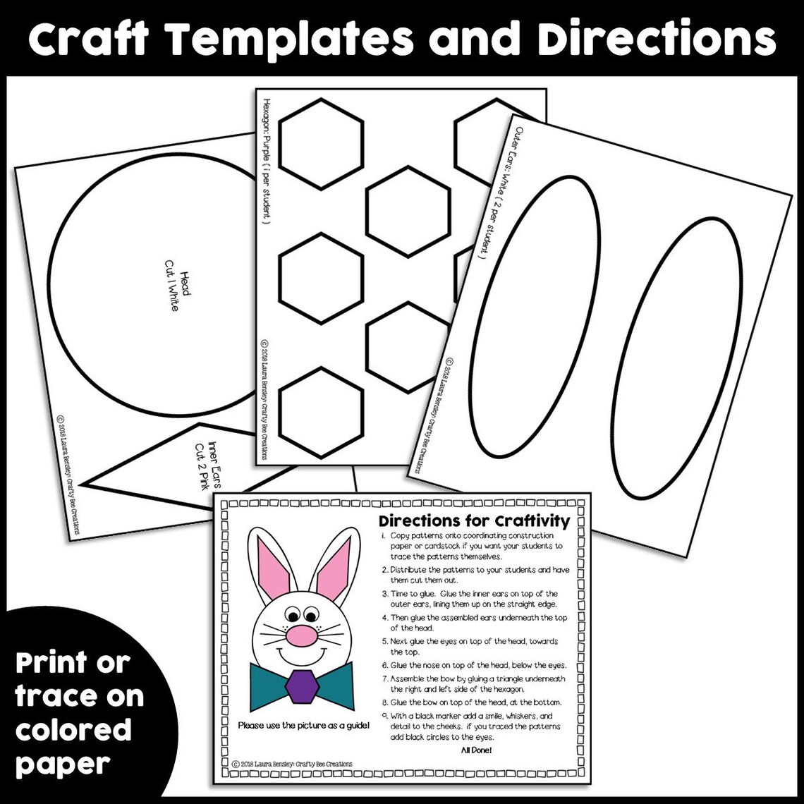 Easter Bunny Template | 2d Shape Craft | Pattern | Math | Spring ...