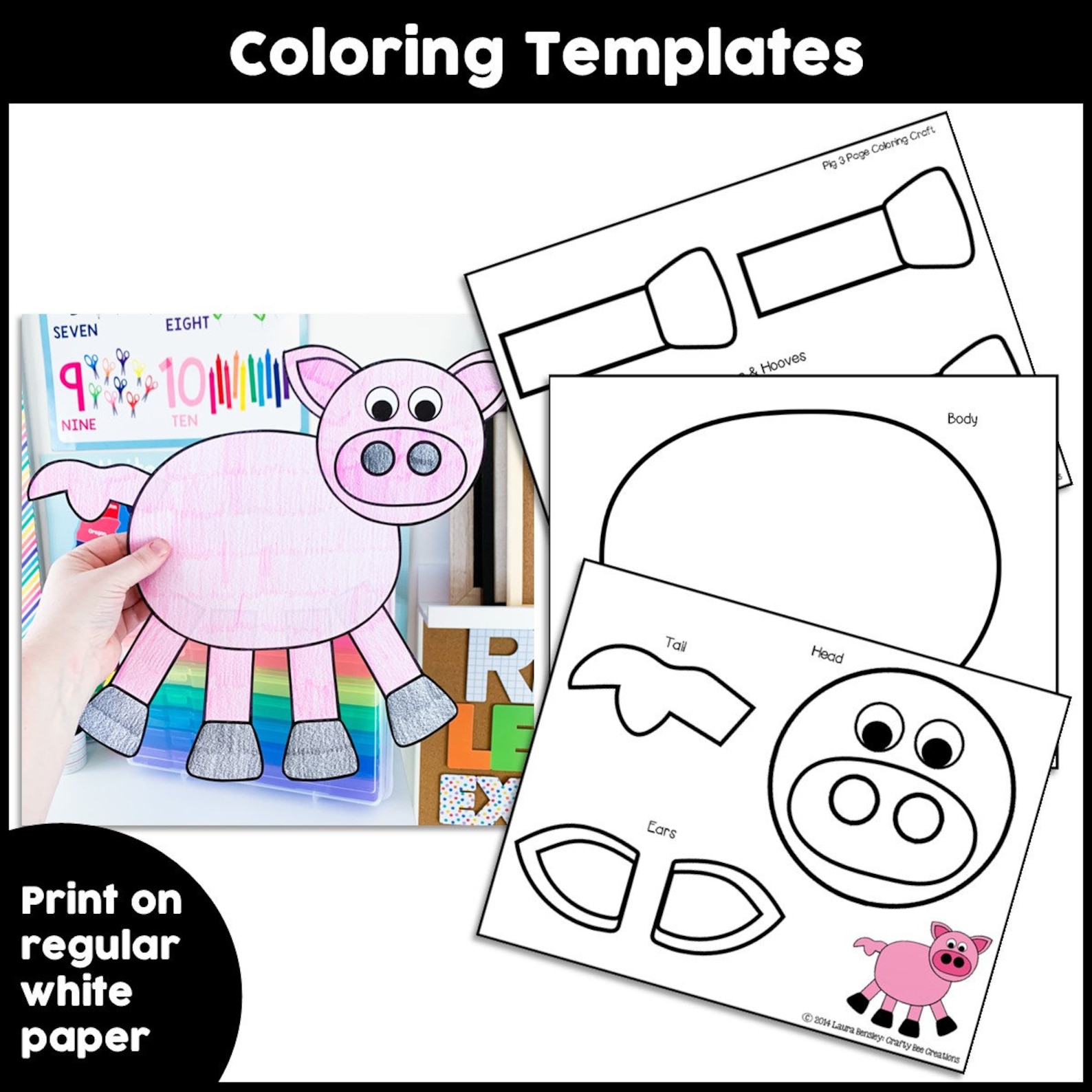 Pig Craft for Kids | Pig Craft Template | Paper Pig Patterns | Farm ...