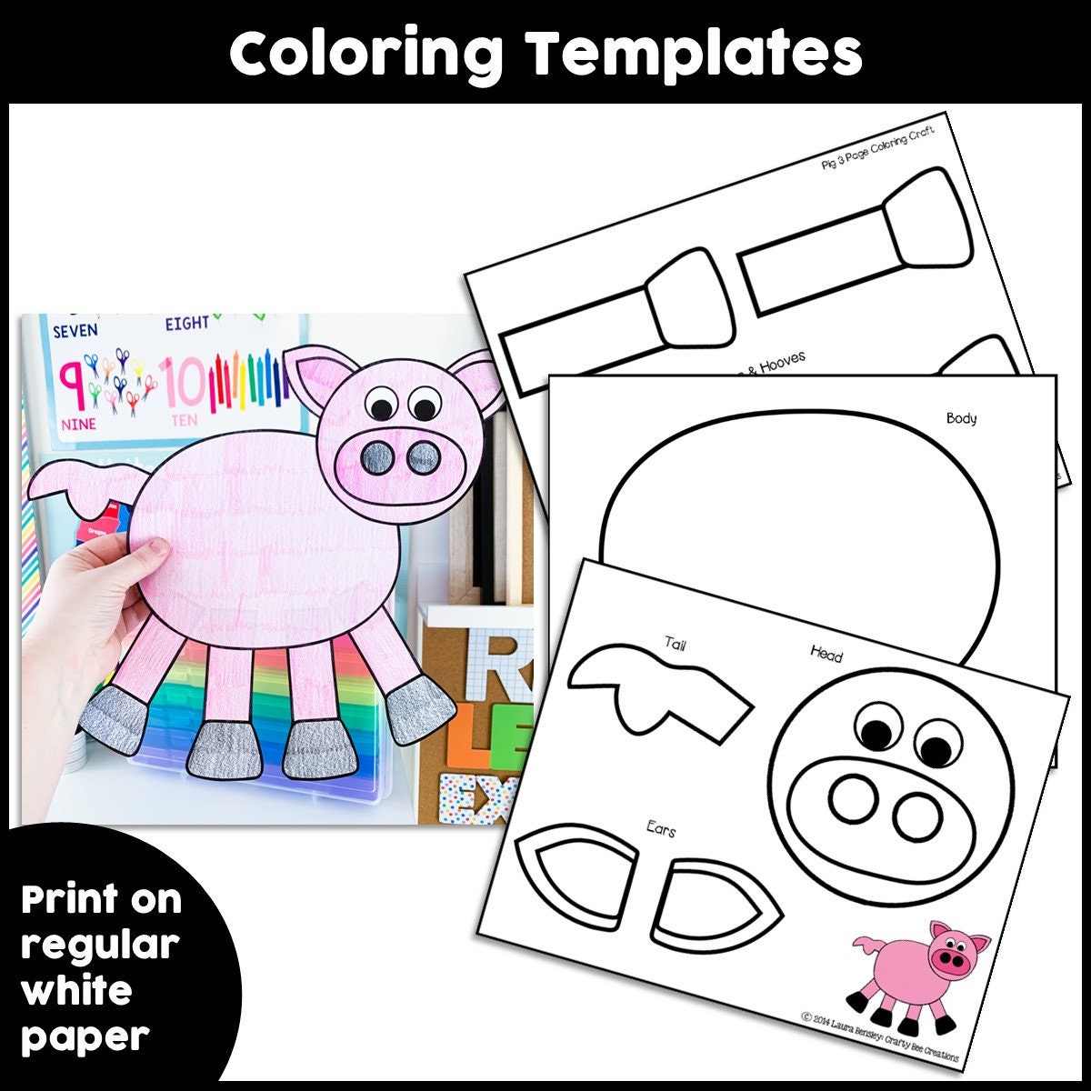 Pig Craft for Kids | Pig Craft Template | Paper Pig Patterns | Farm ...
