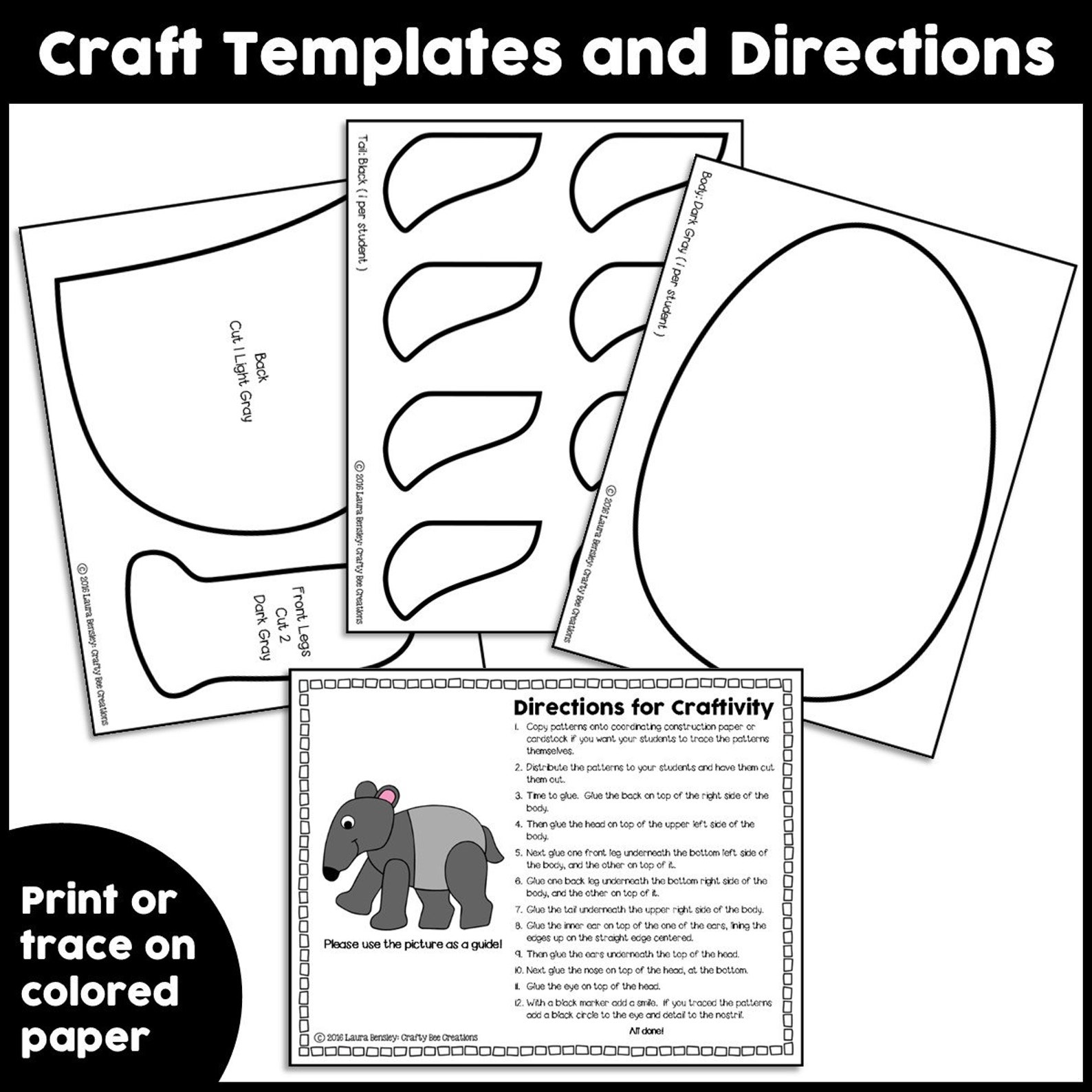 Tapir Craft | Rainforest | Jungle | Zoo Animals Craft Activities ...
