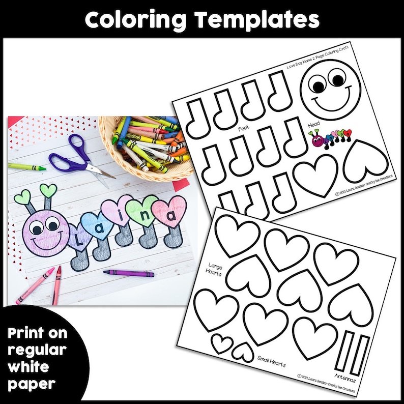 Love Bug Craft Patterns Name Craft Valentines Day Craft Activity ...