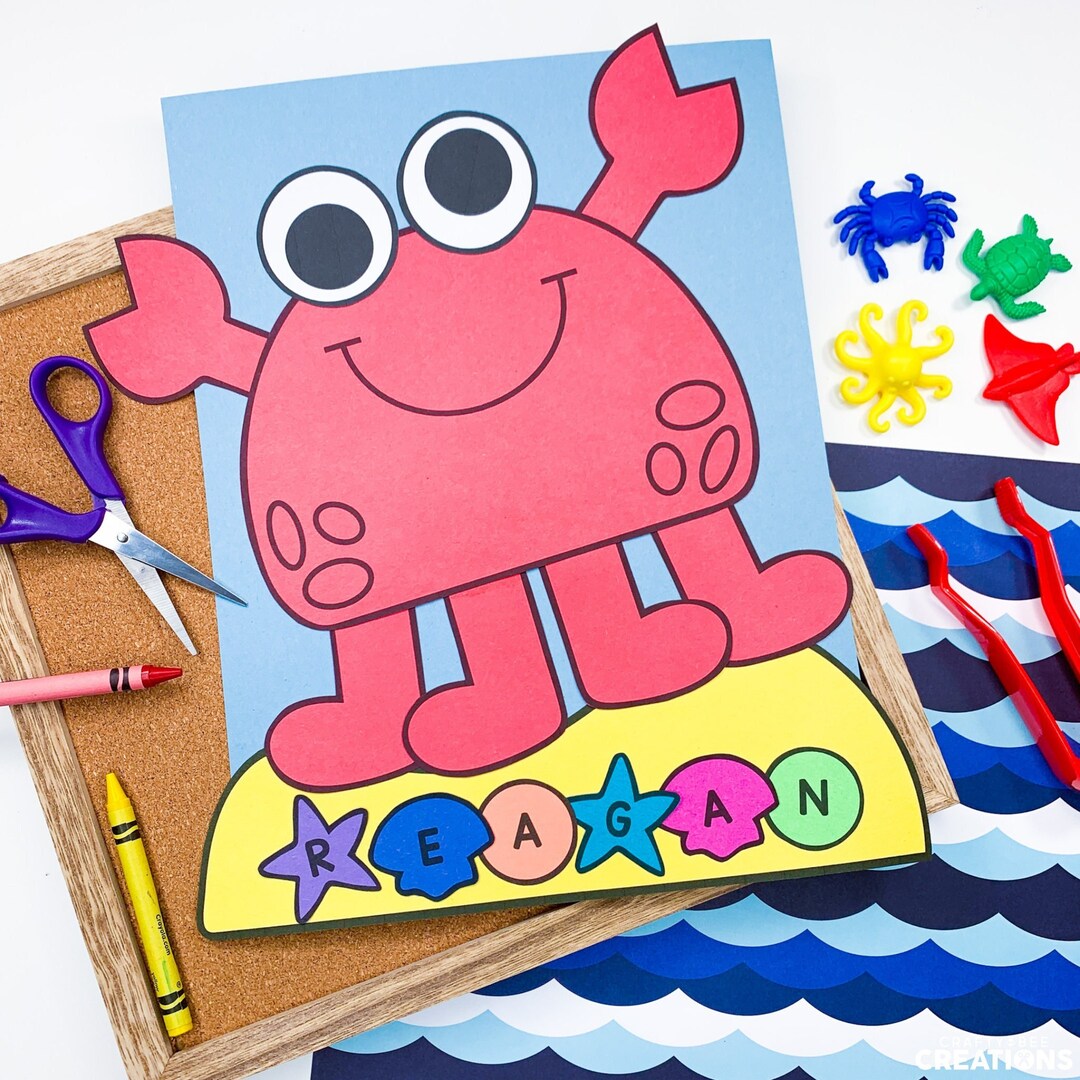 Crab Name Craft Patterns Ocean Animals Activity Sea Life - Etsy