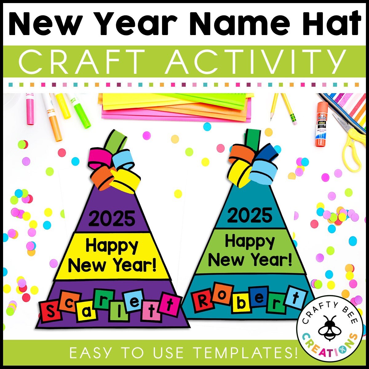 New Year Name Hat Craft | New Year 2025 Activity | Name Activities ...