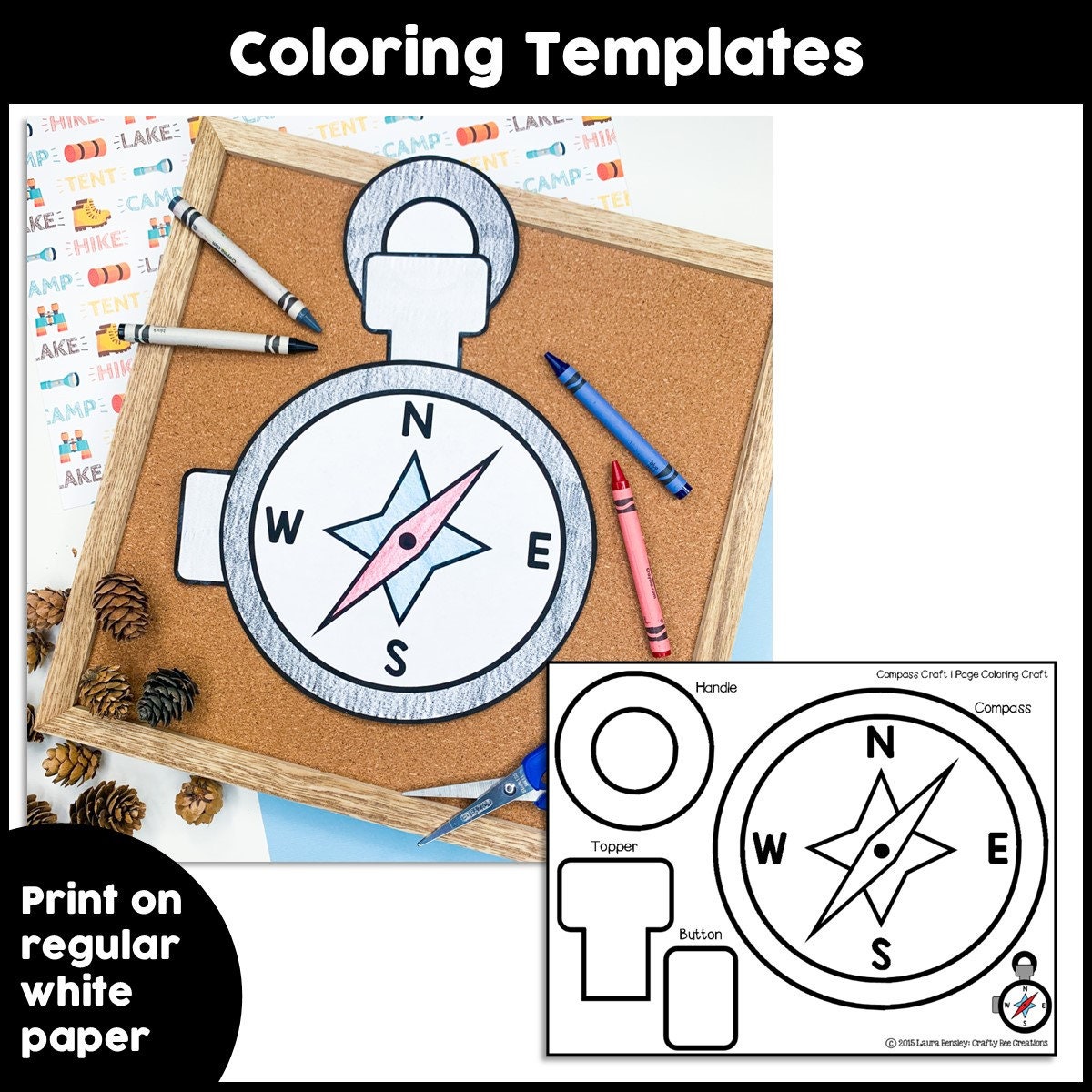 Camping Craft for Kids | Compass Template | Compass Pattern | Compass ...