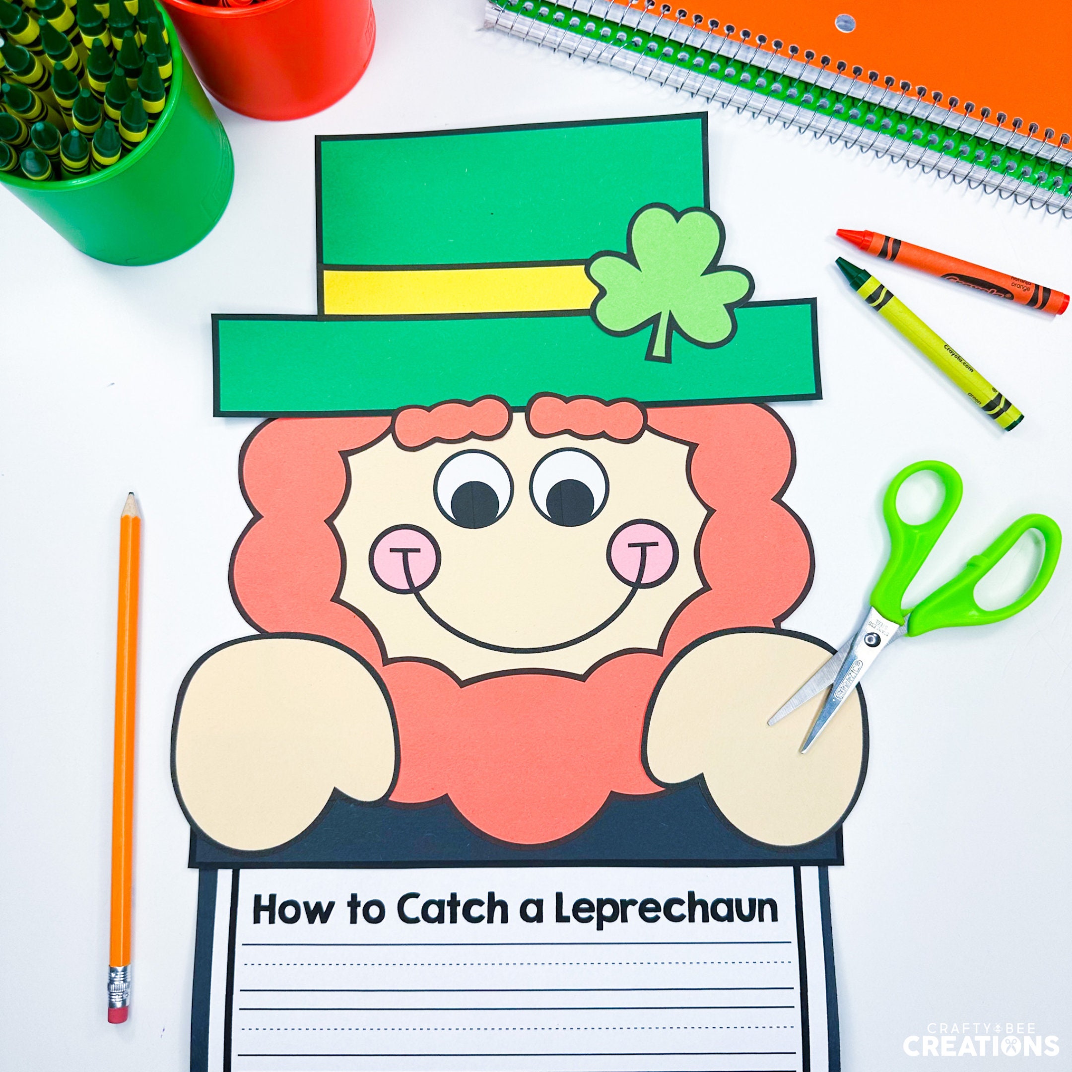 How to Catch a Leprechaun Craft Template St Patricks Writing Prompts ...