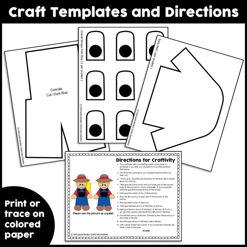 Farmer Craft for Kids | Farmer Template | Farmer Craft Patterns | Farm ...