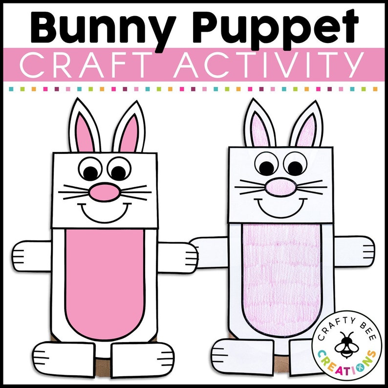 Bunny Puppet Craft Template | Farm Animal Activities | Easter Spring ...