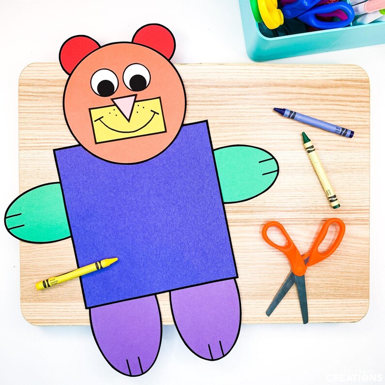 Shape Animal Craft Patterns Bear Craft Shape Activities - Etsy