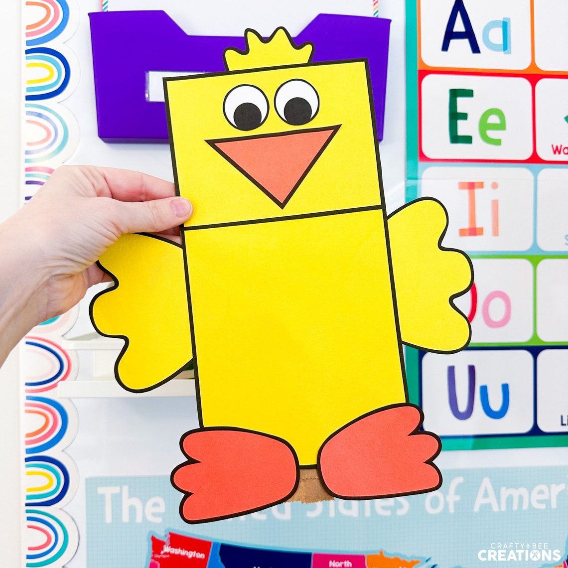 Chick Craft Template Farm Animal Activities Paper Bag Puppets Life ...