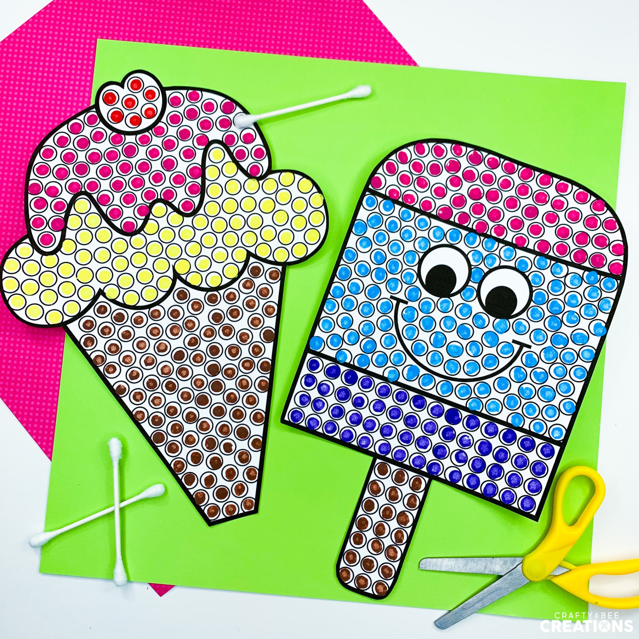 Summer Q Tip Painting Craft | Fine Motor Activities | Kindergarten ...