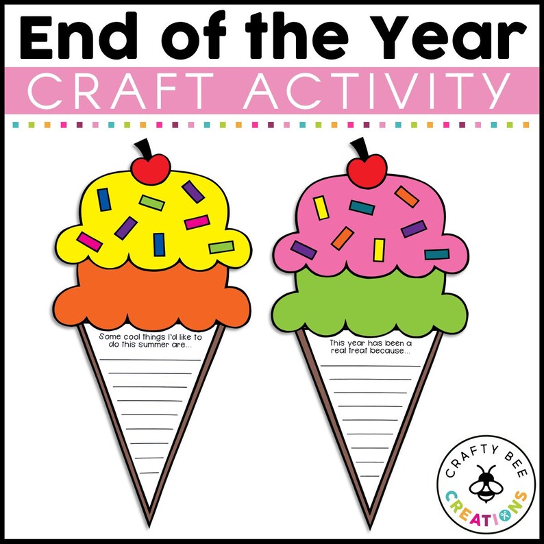 End of the Year Ice Cream Cone Craft Template | Bulletin Board ...