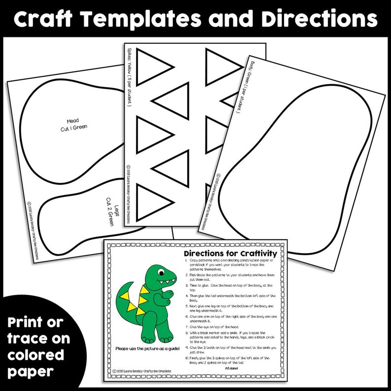Dinosaur Craft | T-rex Pattern | T-rex Template | Tyrannosaurus Rex ...