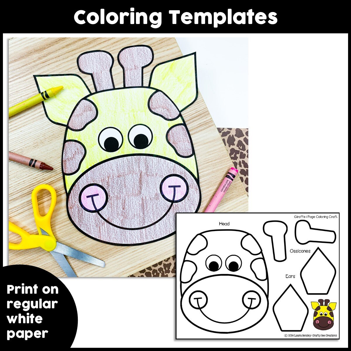 Giraffe Craft Patterns | Zoo Animal Craft | Zoo Animal Activities ...