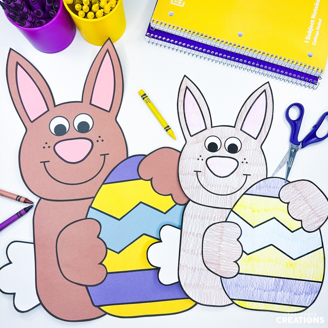 Easter Bunny Egg Craft Template | Printable Spring Bulletin Board Ideas ...
