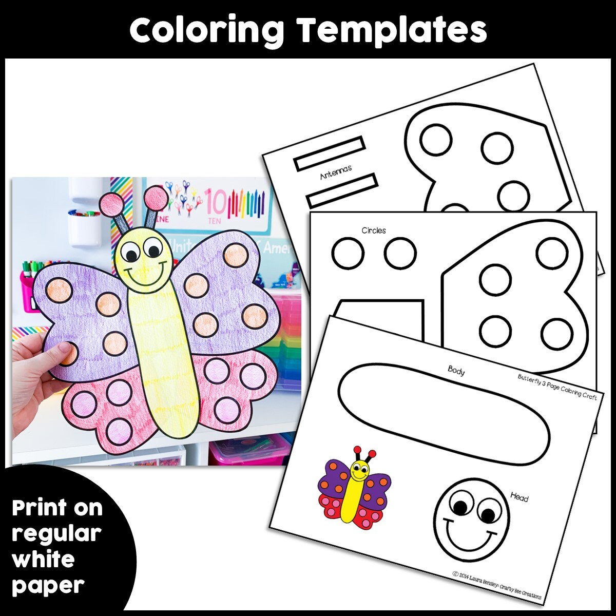 Butterfly Craft Patterns | Insect Crafts | Spring Activities | Spring ...