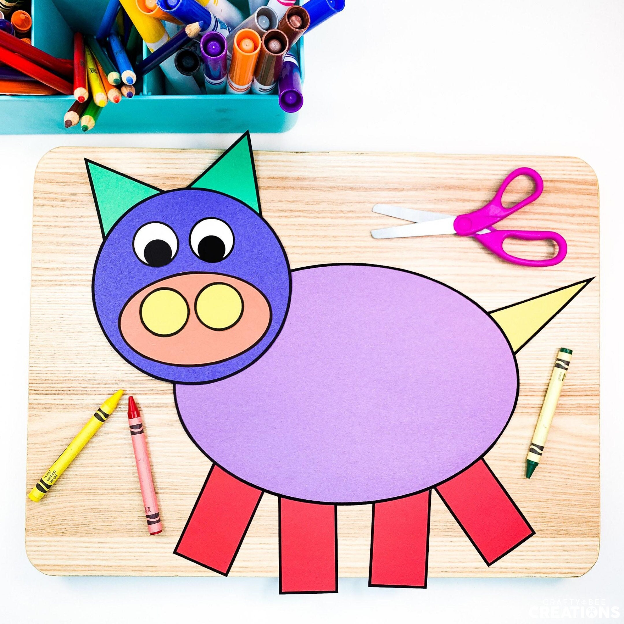 Shape Animal Craft Patterns Pig Craft Shape Activities - Etsy