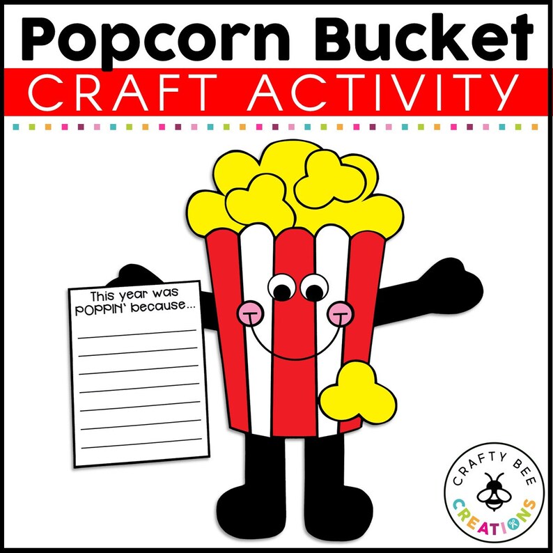 End of the Year Popcorn Craft | Bulletin Board Craftivity | Writing ...