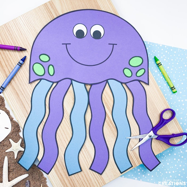 Jellyfish Craft Patterns Ocean Animals Activity Sea Life - Etsy