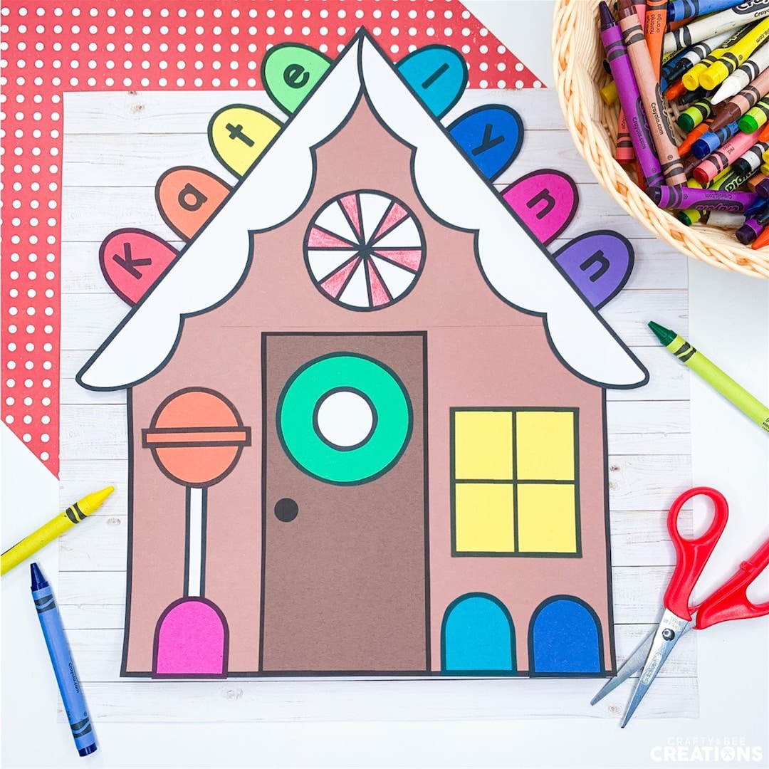 Gingerbread House Name Craft | Build a Gingerbread House Craft ...